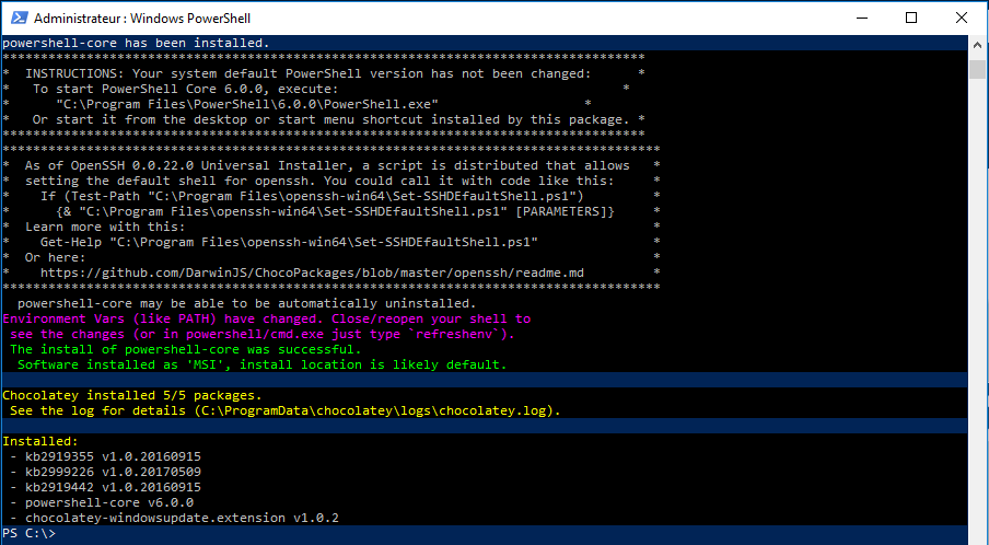 Installation Powershell Core 60 Avec Chocolatey Pwsh And Powershell Blog
